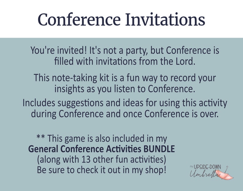 General Conference Notetaking Pages | Printable Conference Notes for ...