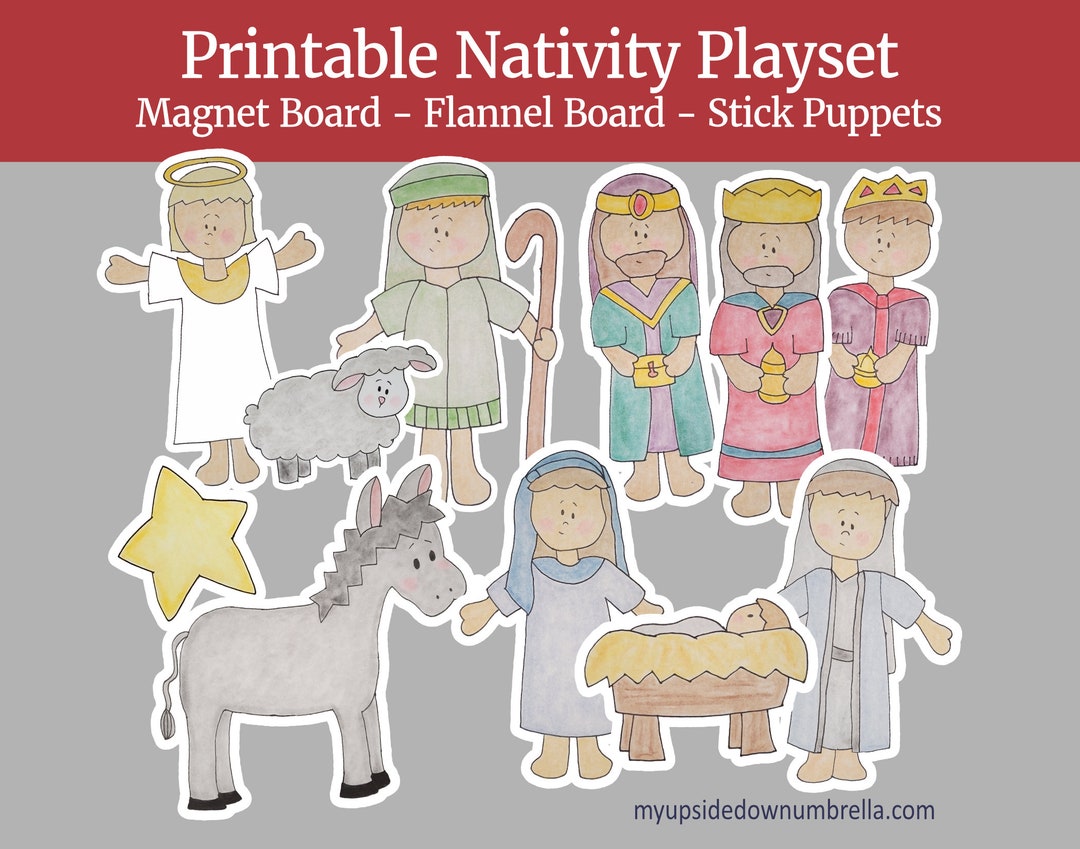 Printable Christmas Nativity Playset- Puppets, Magnets, Stickers ...
