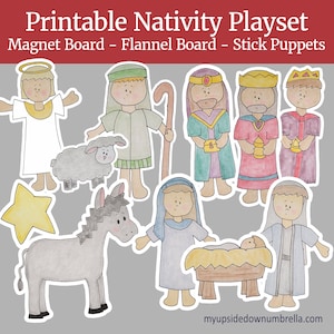 Printable Christmas Nativity Playset- Puppets, Magnets, Stickers ...