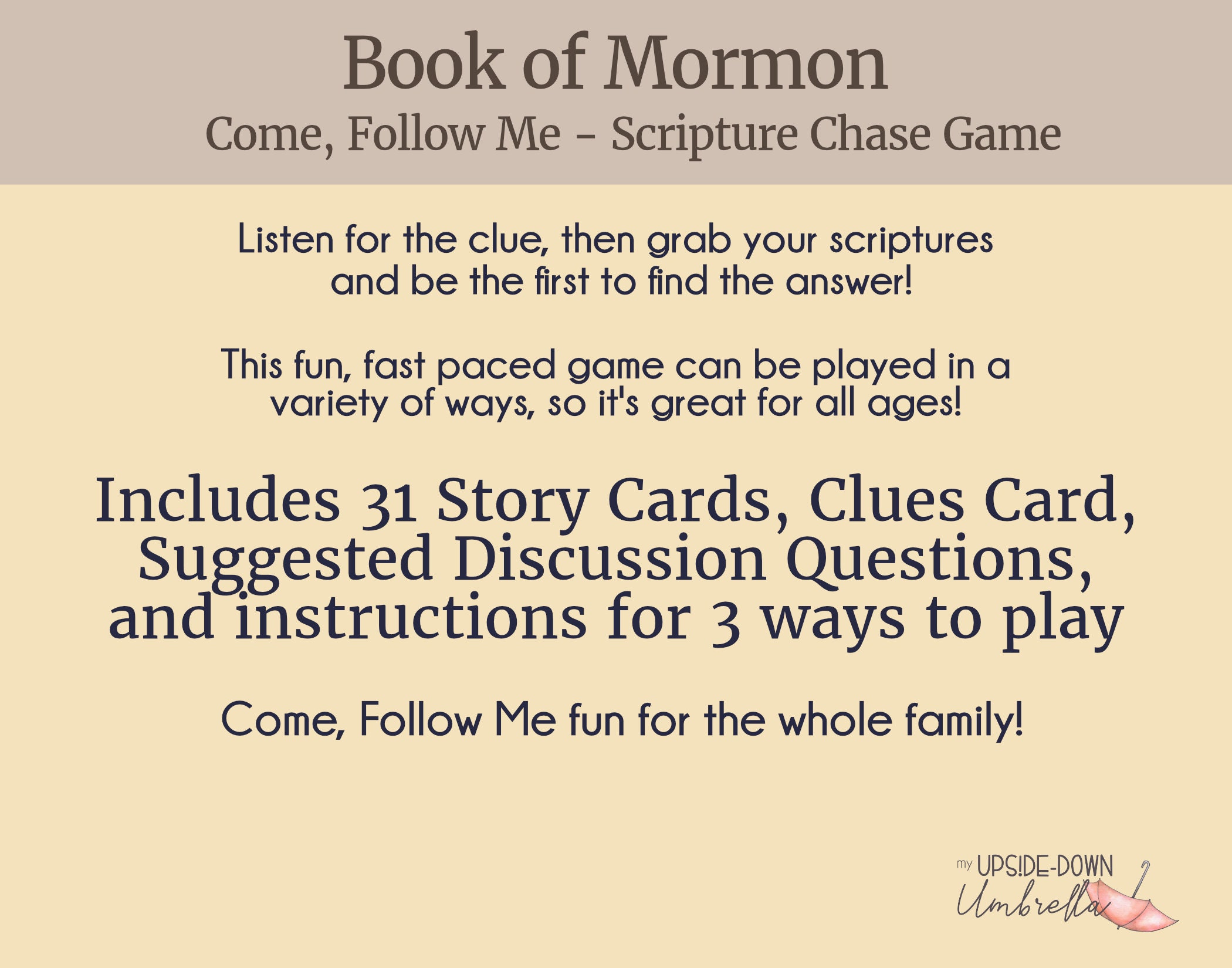 Book of Mormon Scripture Chase Game LDS Primary Game Activities for ...