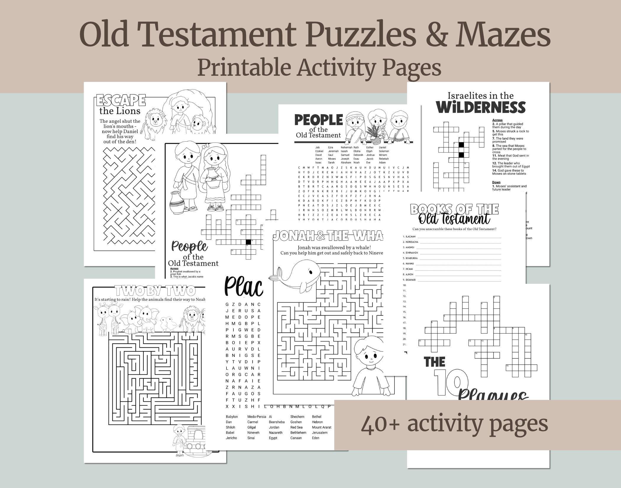Old Testament Puzzles and Mazes | Printable Activity Pages - Etsy