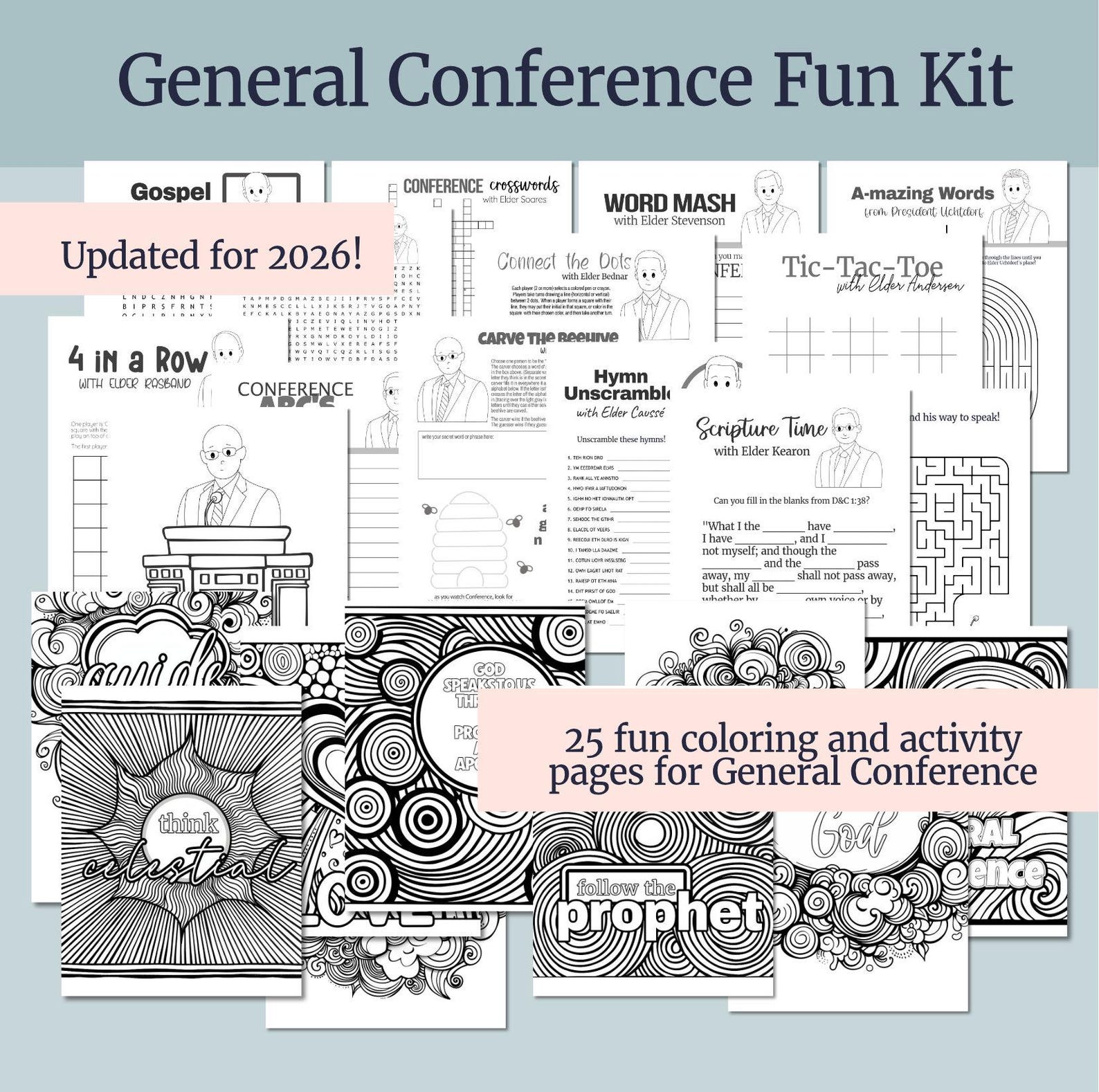 LDS General Conference Activity Bundle, Coloring Pages, Games (digital ...