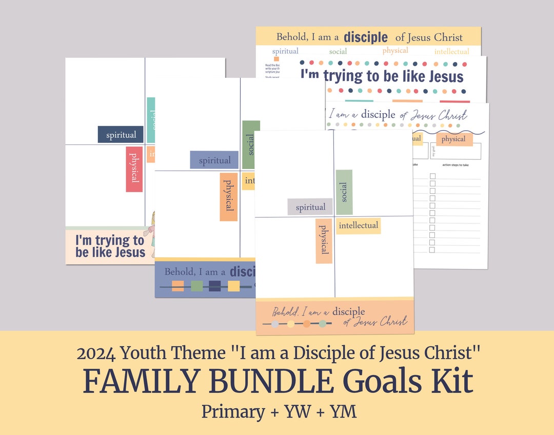 FAMILY BUNDLE Goal Setting Kit LDS Children and Youth Program Goal ...