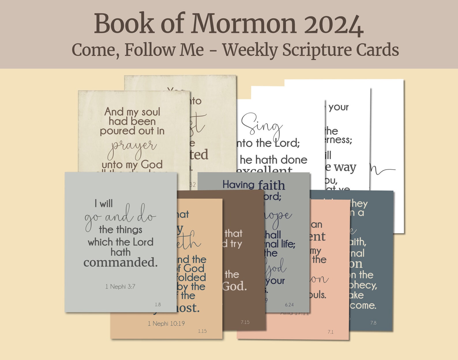Come Follow Me 2024 - Book of Mormon Scripture Cards - LDS Scripture ...