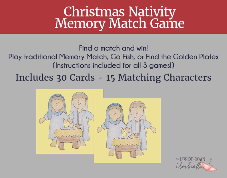 Christmas Nativity Memory Match Game | Christian Christmas Activities ...