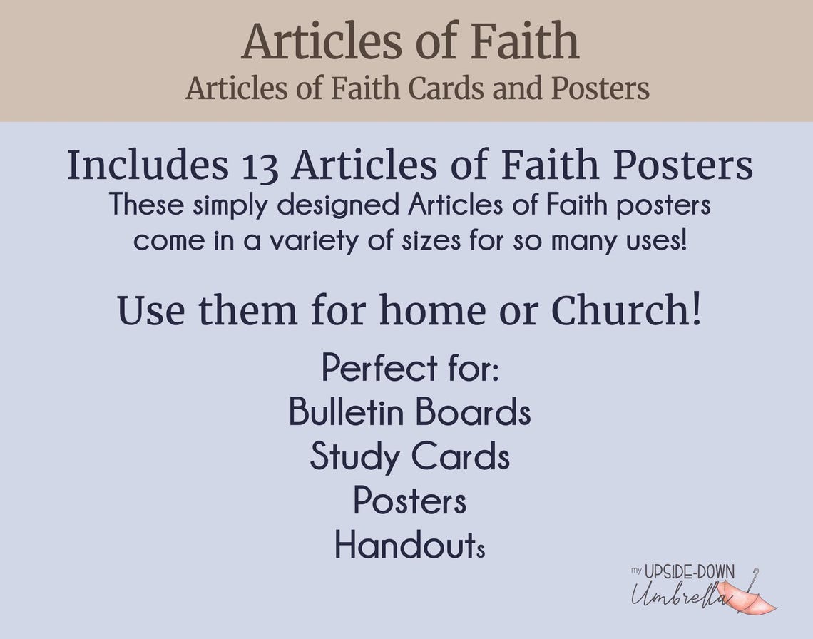 Articles of Faith Printable Posters - Gray Farmhouse Printables for LDS ...