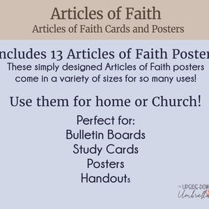 Articles of Faith Printable Posters - Cream | LDS Primary Bulletin ...