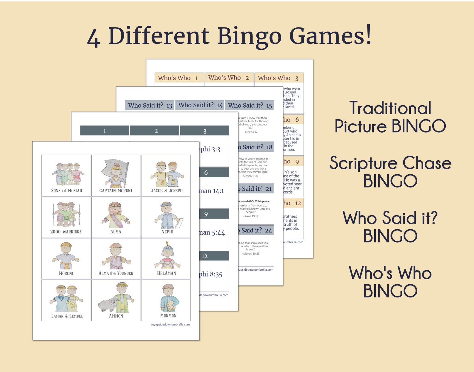 Book of Mormon BINGO Game LDS Primary Game Activities for - Etsy