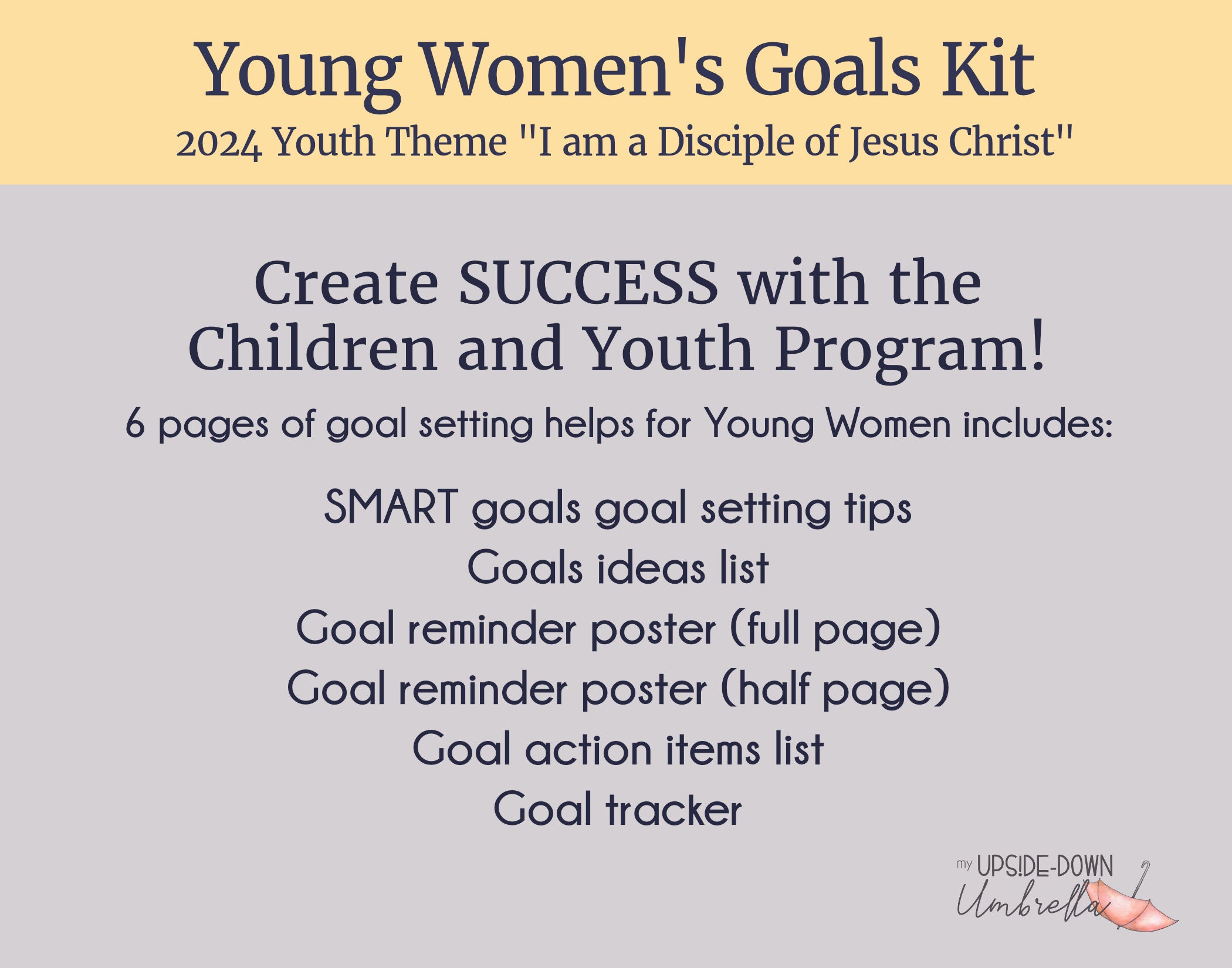 Young Women Goal Setting Kit for LDS Children and Youth Program 2024 ...