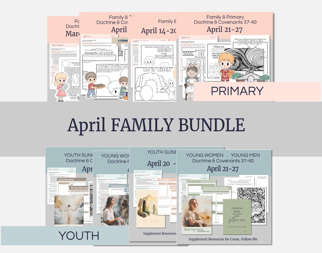 April Family BUNDLE Lesson Helps for Home and Church - Primary and ...