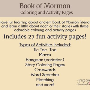 Book of Mormon Coloring and Activity Pages SET 3 | Book of Mormon ...