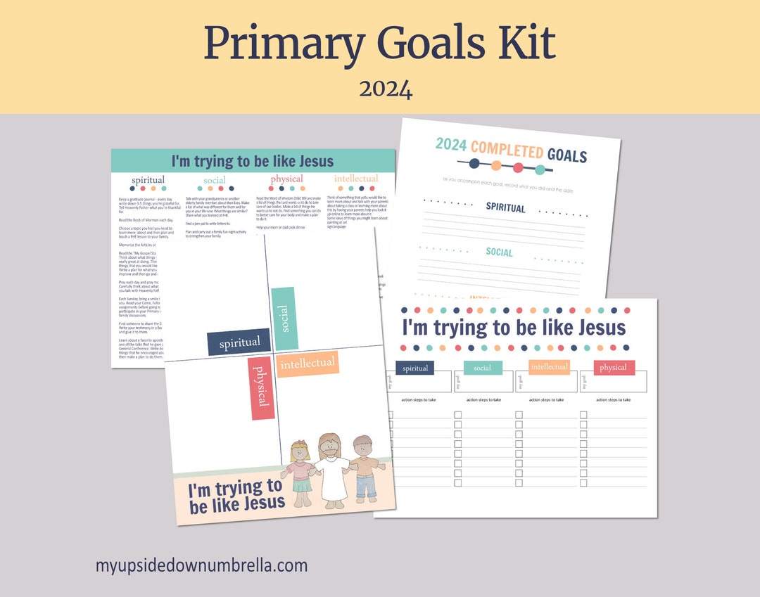 PRIMARY Goal Setting Kit for LDS Children and Youth Program Primary ...