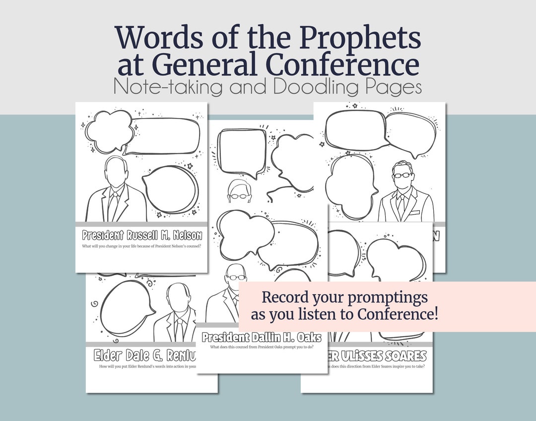 General Conference Activity Pages and Notes Kit - Words of the Prophets ...