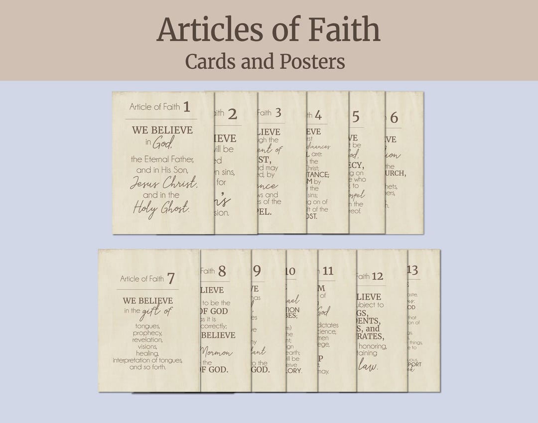 Articles of Faith Printable Posters - Cream | LDS Primary Bulletin ... Articles of Faith Printable Posters - Cream | LDS Primary Bulletin ...