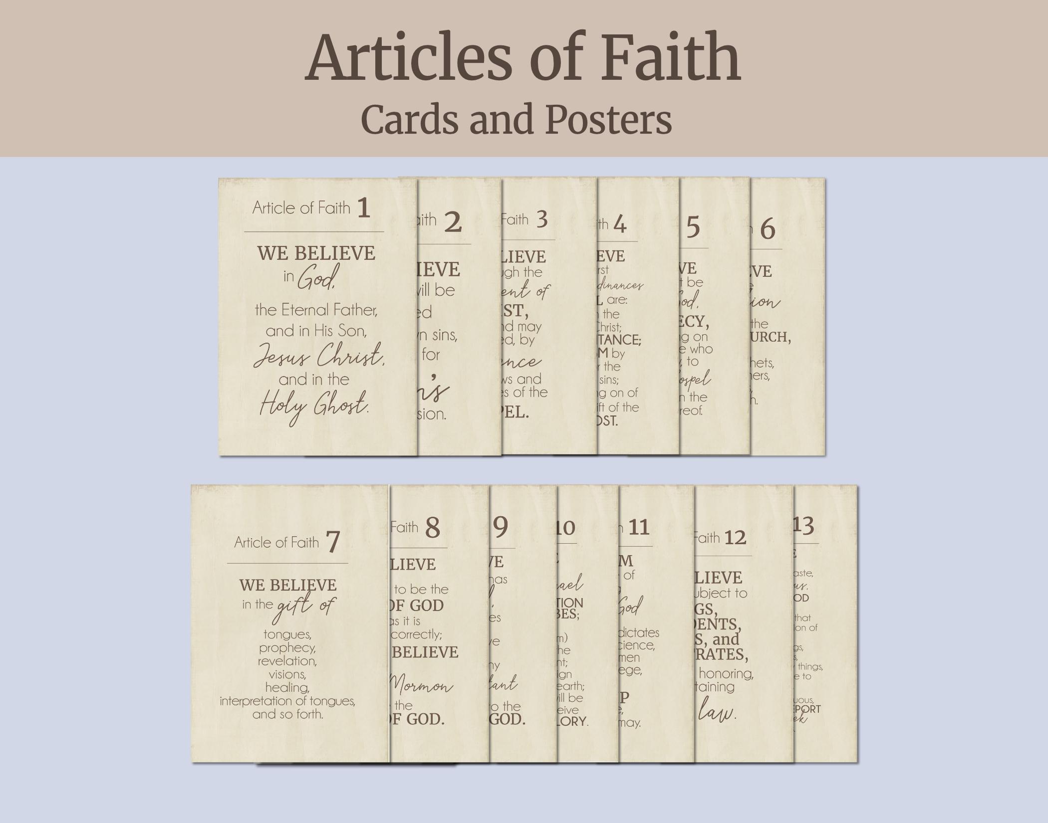Articles of Faith Printable Posters - Cream | LDS Primary Bulletin ...