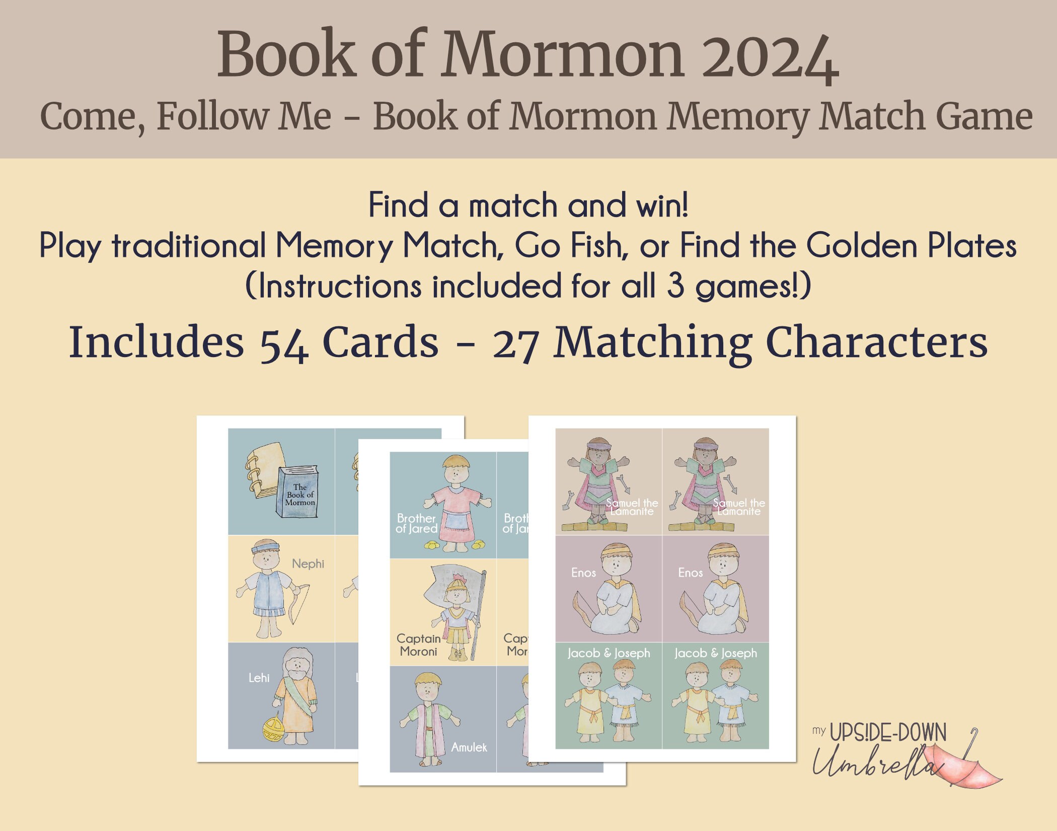 Book of Mormon Memory Game LDS Primary Game Activities for Latter-day ...