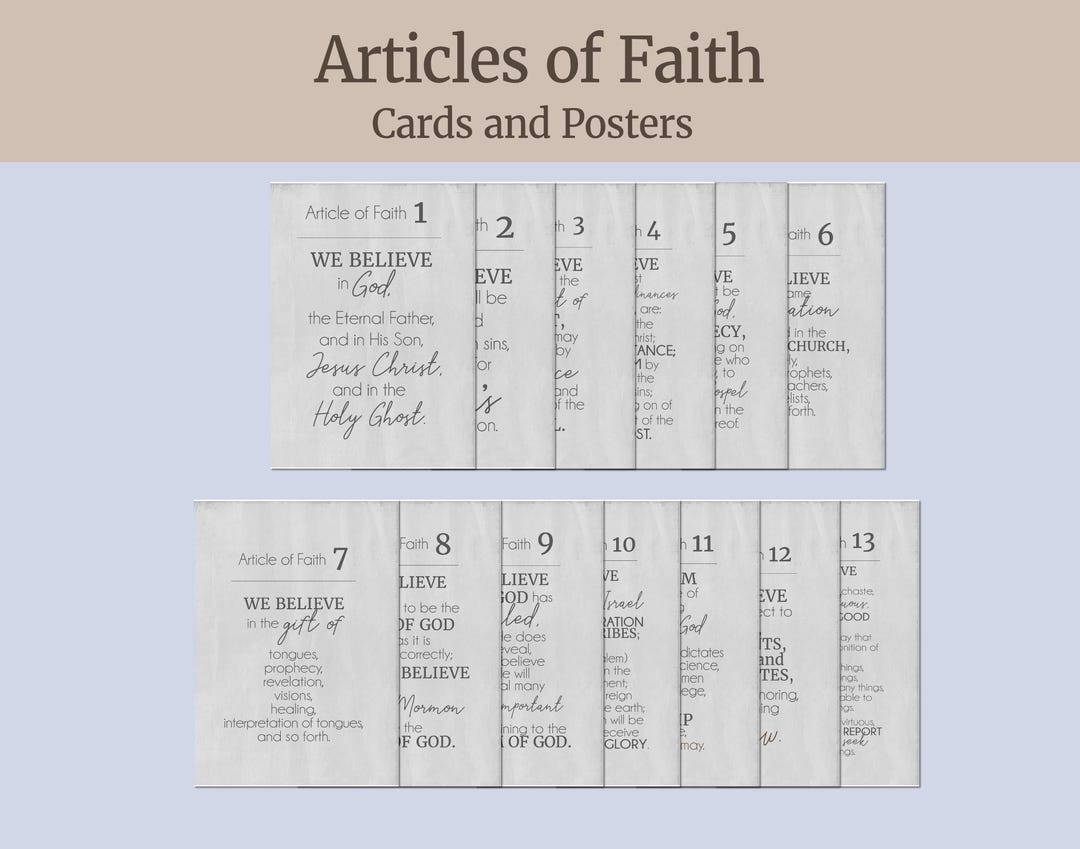 Articles of Faith Printable Posters - Gray Farmhouse Printables for LDS ...