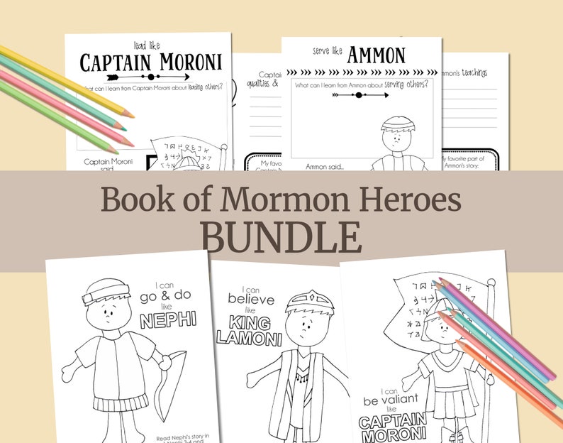 Book of Mormon Heroes BUNDLE- Workbook AND Coloring Book, LDS Primary ...