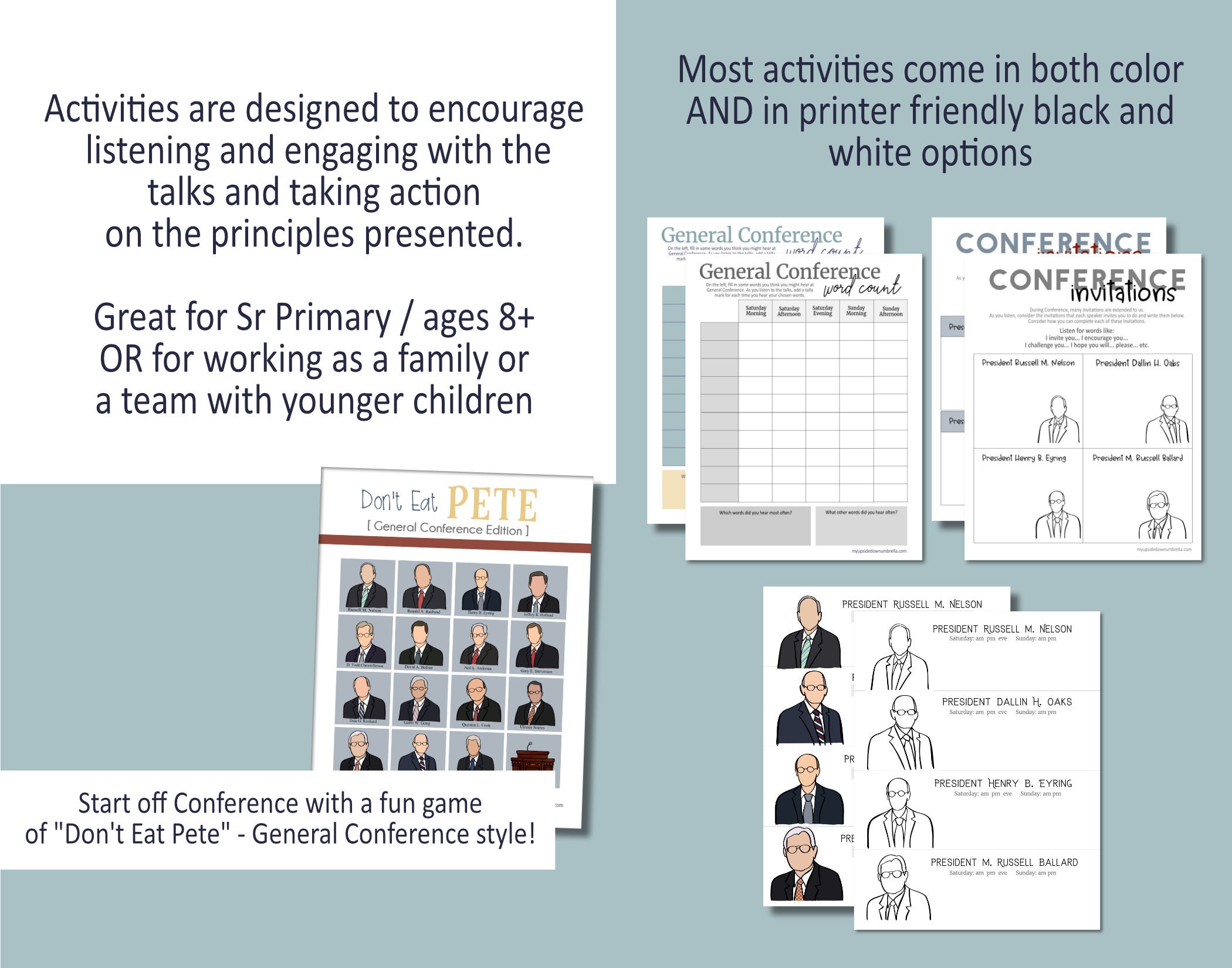 LDS General Conference Activity Packet Activity Pages for - Etsy