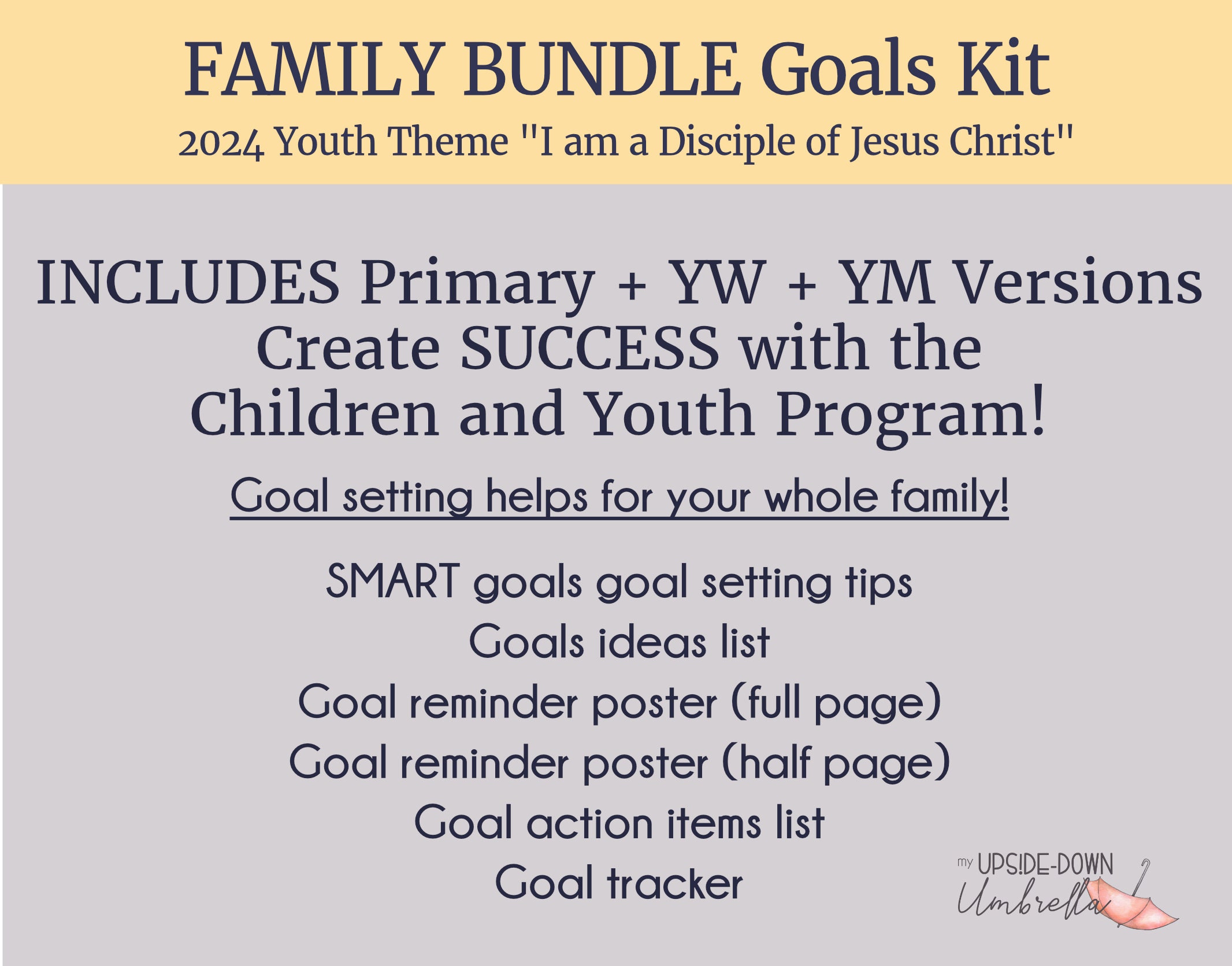 FAMILY BUNDLE Goal Setting Kit LDS Children and Youth Program Goal ...
