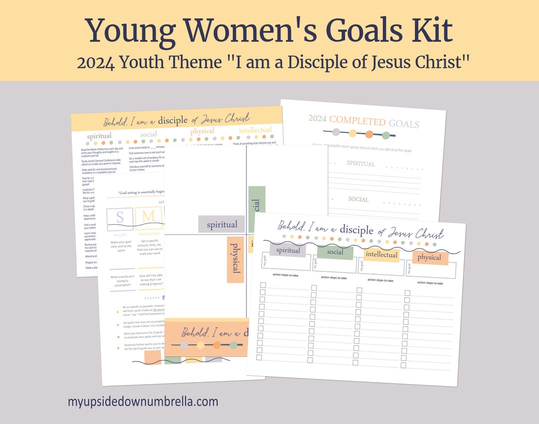 Young Women Goal Setting Kit for LDS Children and Youth Program 2024 ...