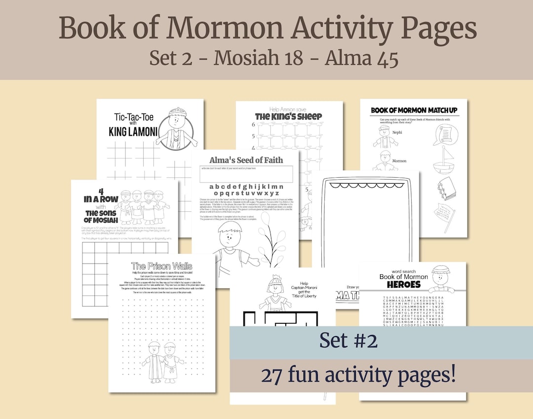 Book of Mormon Coloring and Activity Pages SET 2 | Games for LDS ...