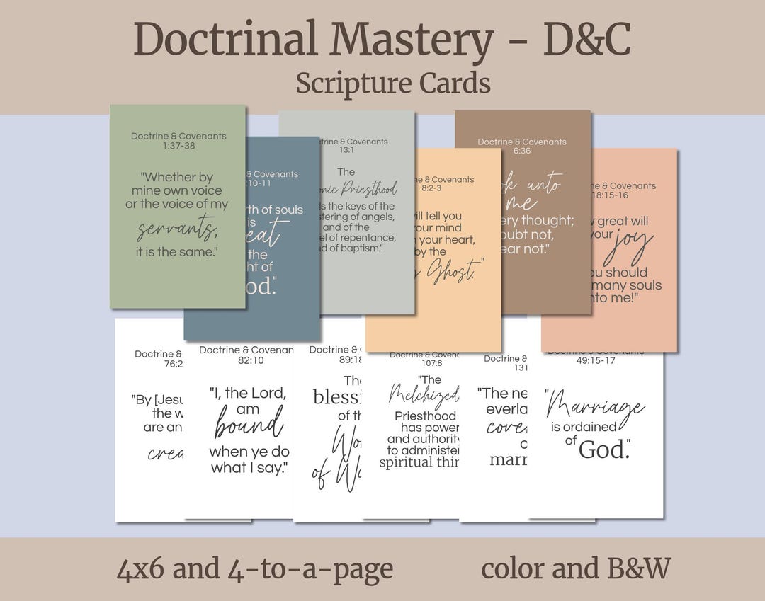 Doctrinal Mastery CARDS for Doctrine and Covenants | LDS Seminary Class ...