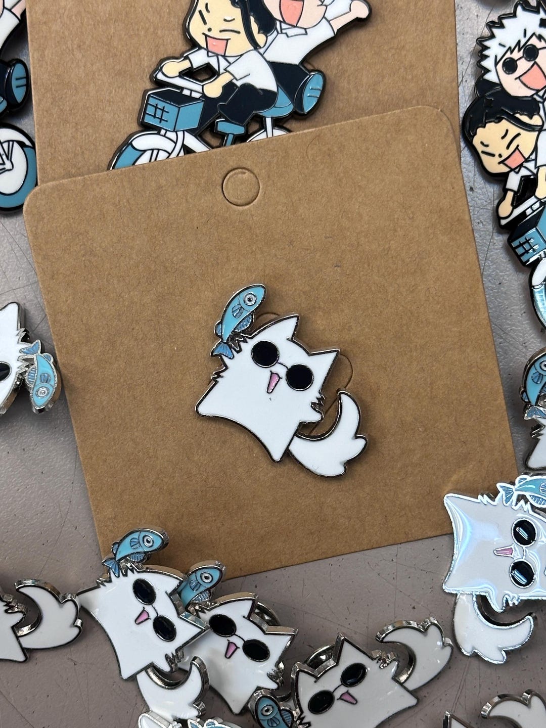 Gojo Cat With Fish Enamel Pin - Etsy