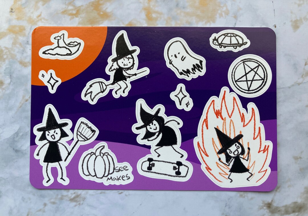 Punk Witch - Occult Halloween Badass Dark Cute Sticker Sheet for Crafts ...