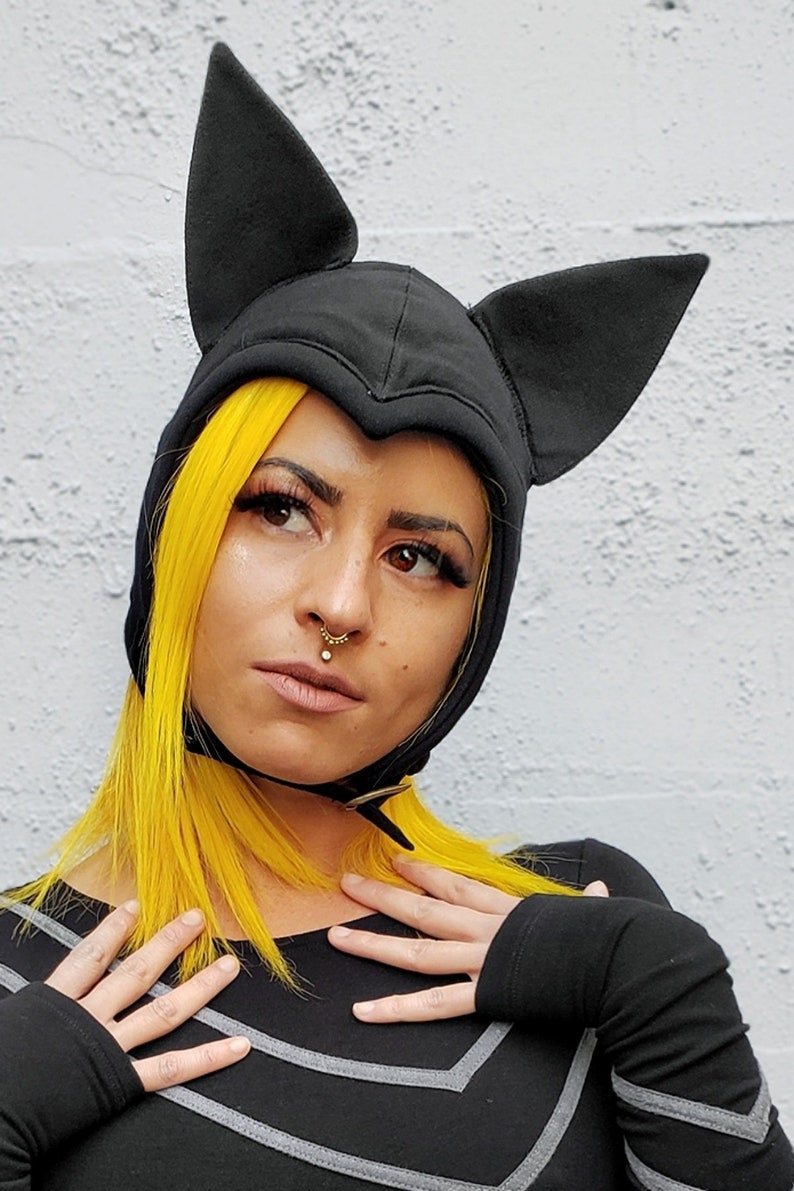 Black BAT HELMET by Eyecon Cosplay Bat Hat With Ears - Etsy