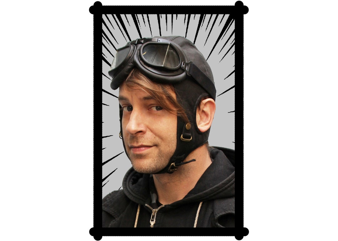 Black LEATHER BOMBER HELMET by Eyecon Cosplay - Bomber / Flight Helmet ...