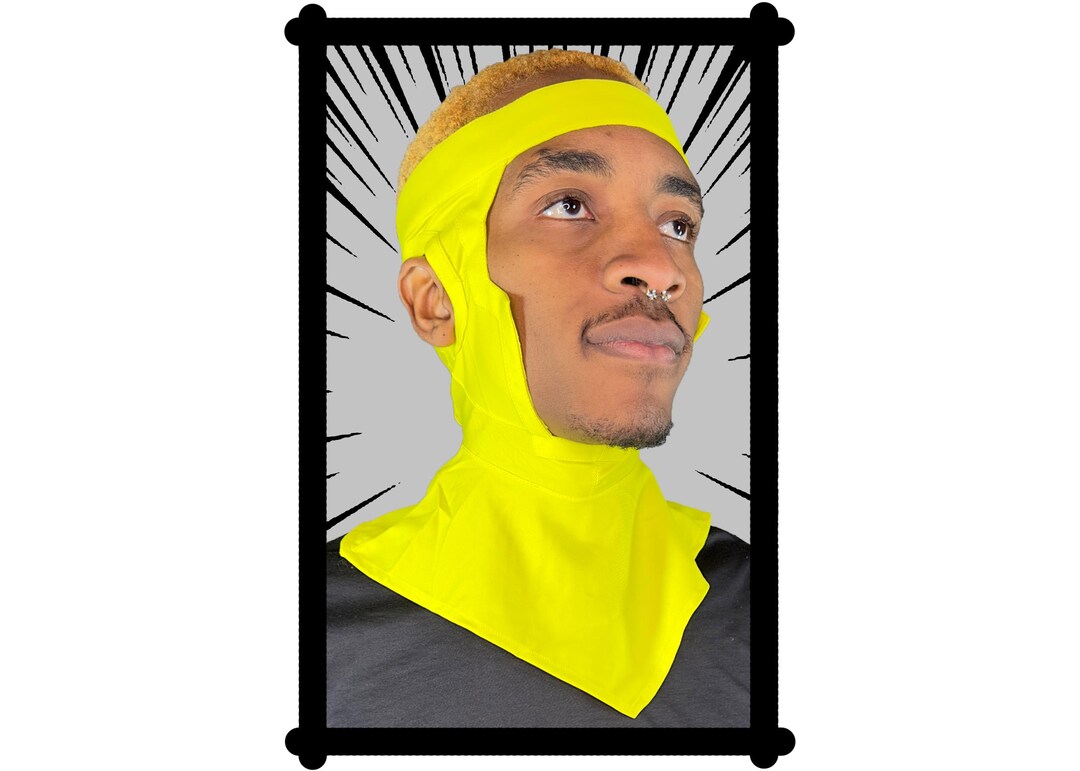 Yellow Nylon Balaclava - Open Top, Corset Back, Superhero Mask, Cosplay ...