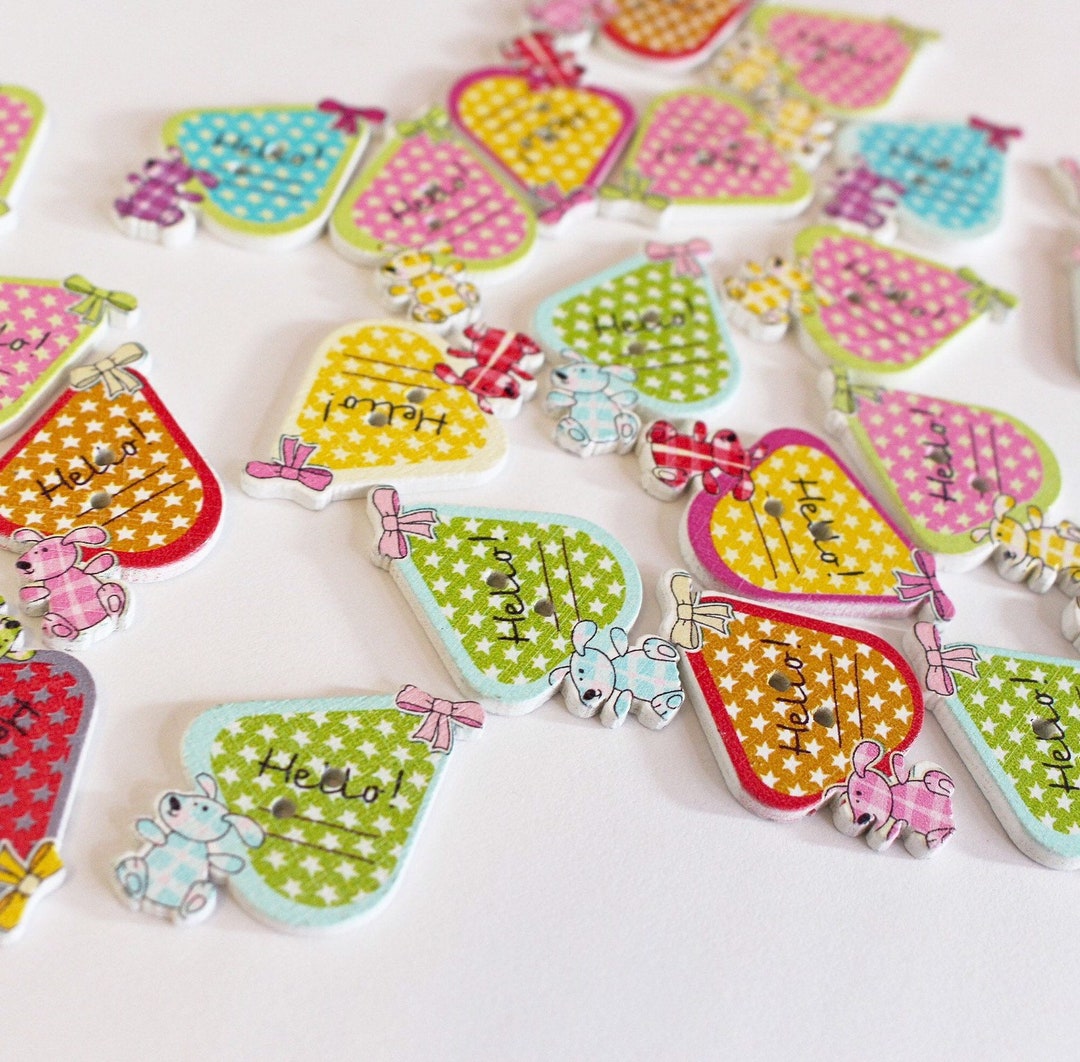 20 Baby Buttons, Bunny Buttons, Hello Buttons - Etsy