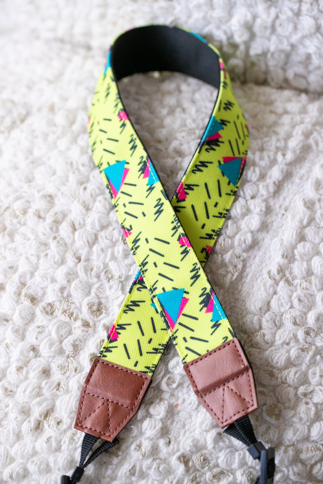 Retro 80s/90s Geometric Pattern | Camera Strap for DSLR | Vegan Leather ...