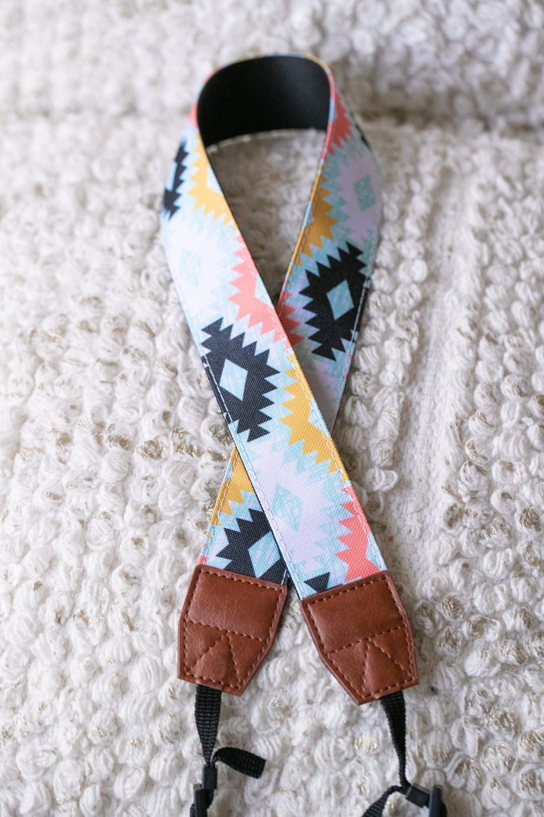 Colorful Western Pattern | Camera Strap for DSLR | Vegan Leather and ...