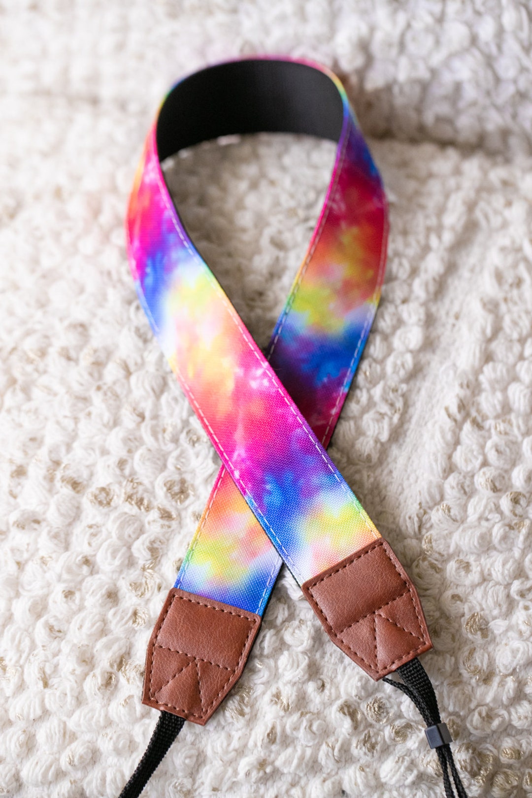 Colorful Tie Dye Pattern | Camera Strap for DSLR | Vegan Leather and ...