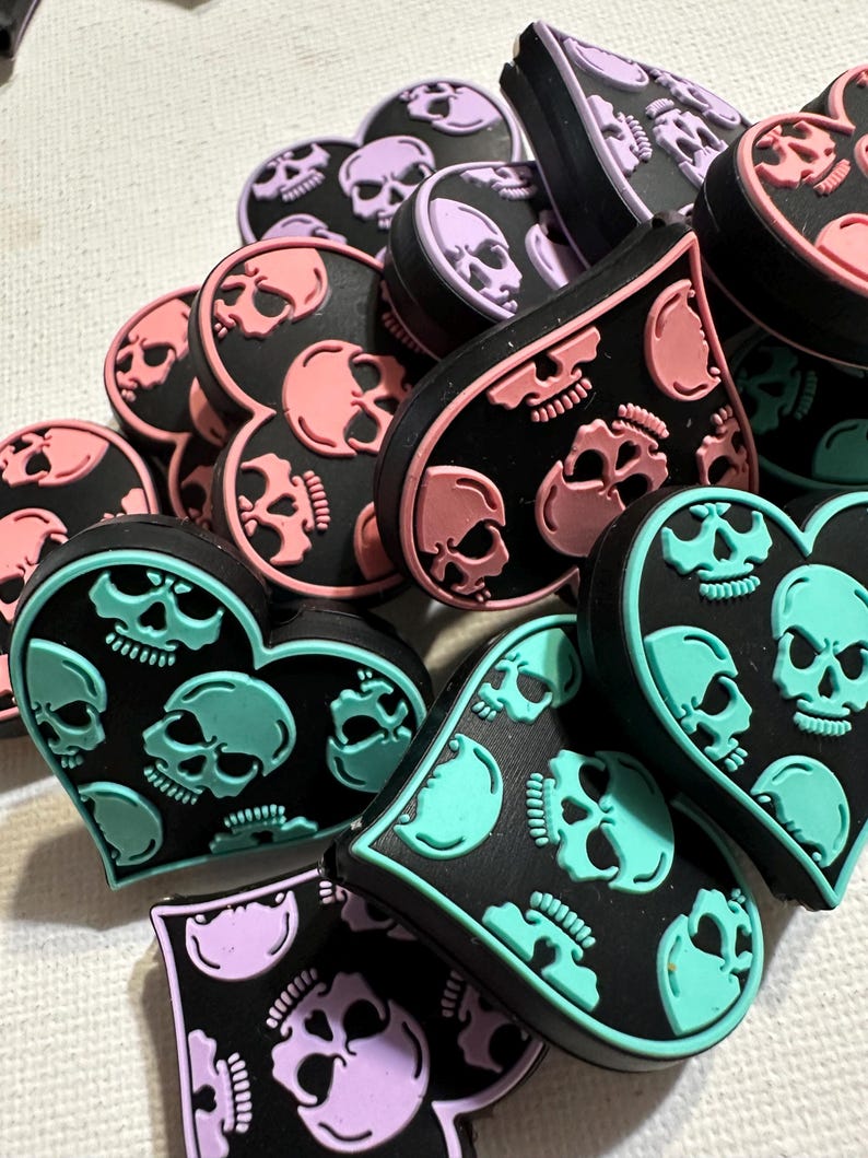 Heart With Skulls Focal Bead - Etsy