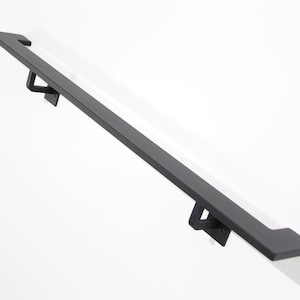 Modern Rectangle Slim Black Handrail for Stairs, Modern Black Stair ...