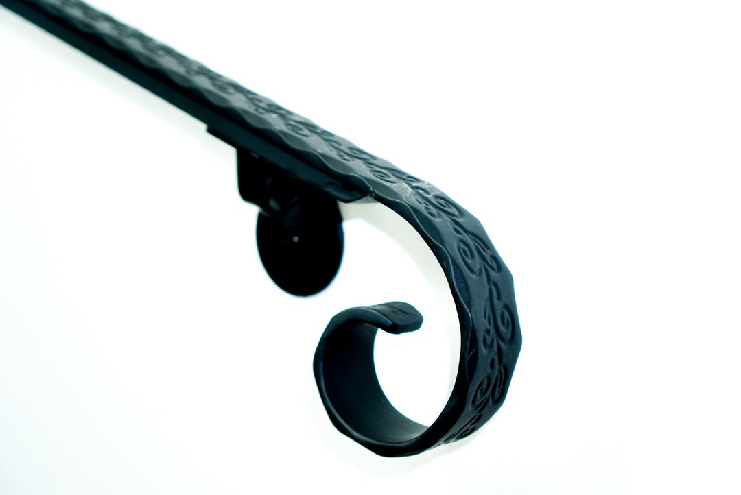 Forged Scroll Wrought Iron Handrail: Hammered Floral Design, Made in ...
