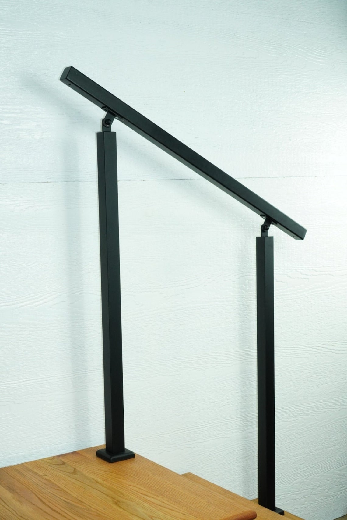 Single Handrail steel post with base plate and adjustable flat | Etsy