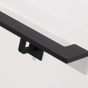 Modern Rectangle Slim Black Handrail for Stairs, Modern Black Stair ...