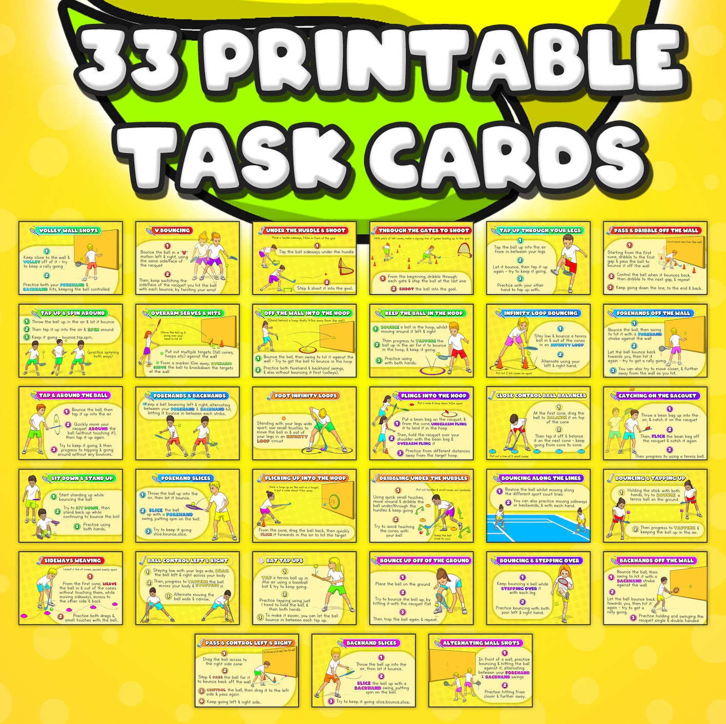 Striking & Hitting Skills - Printable Task Cards for PE and Sport - Etsy