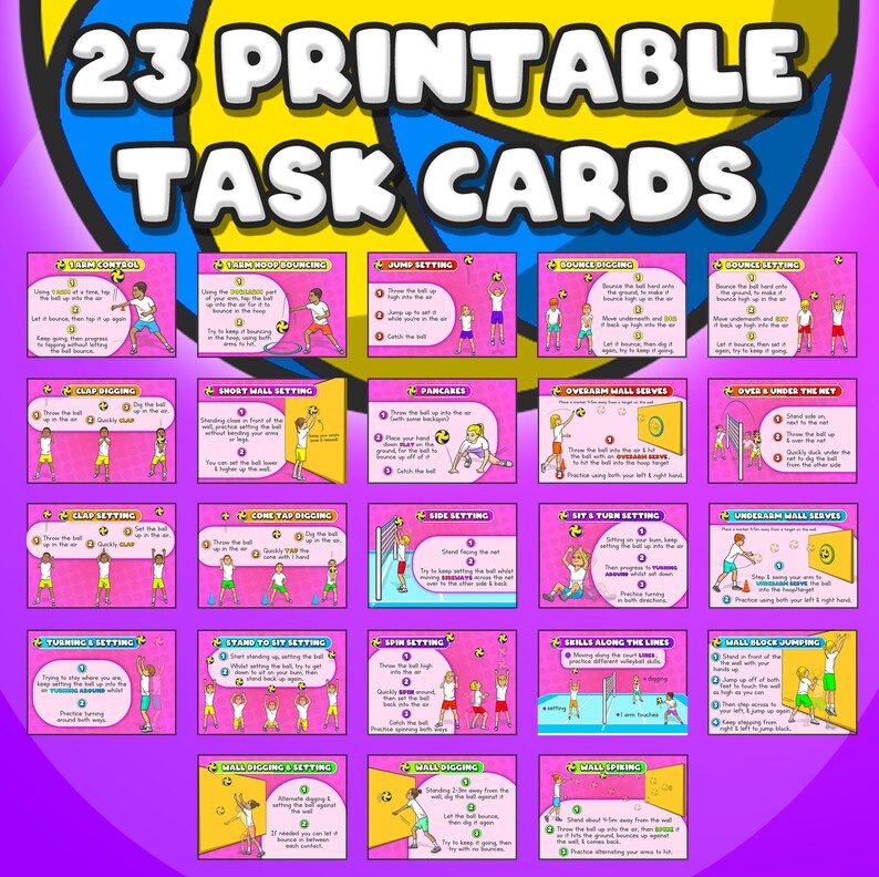 Volleyball Skills & Drills Printable Task Cards for PE and - Etsy