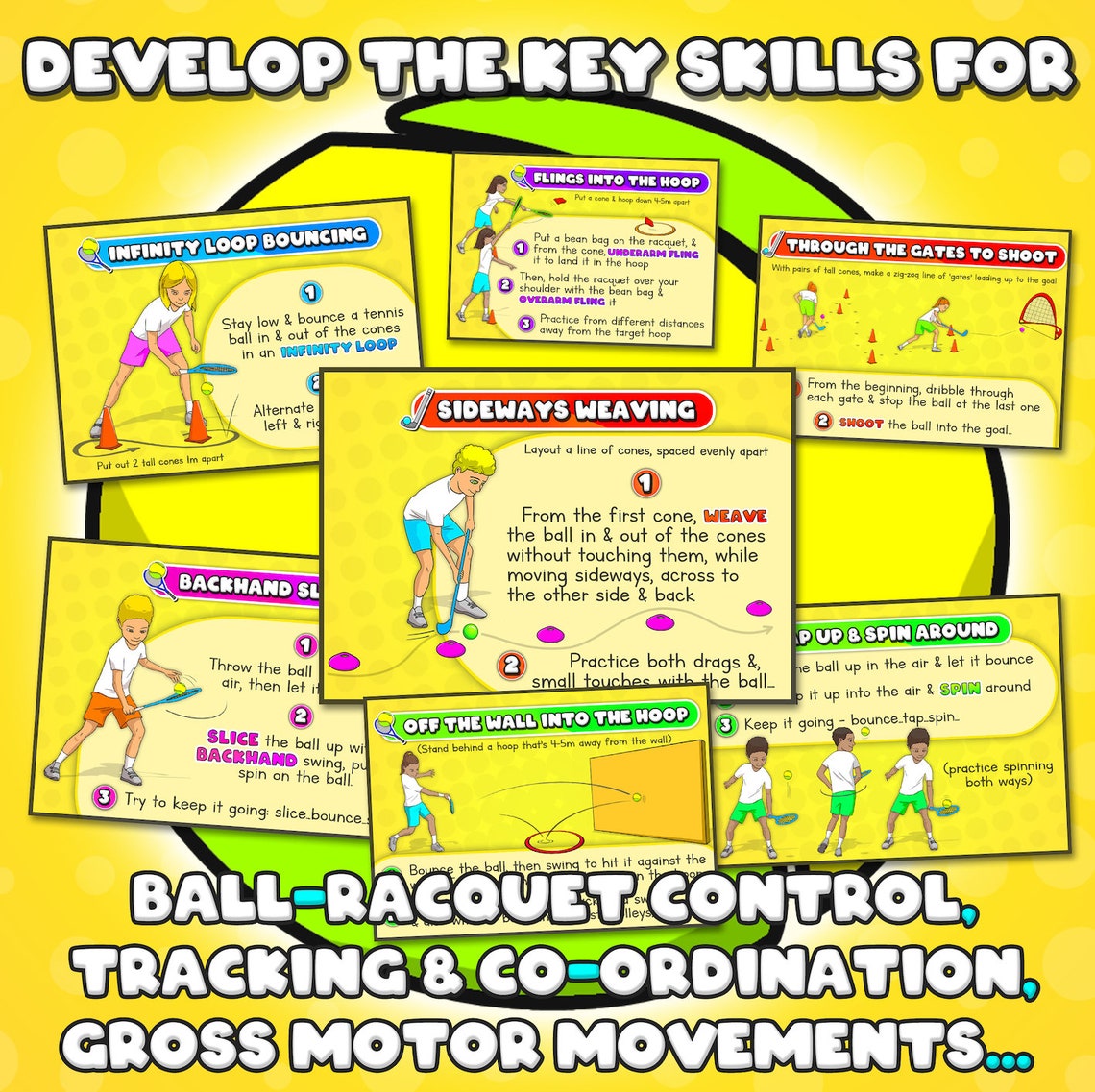 Striking & Hitting Skills - Printable Task Cards for PE and Sport - Etsy