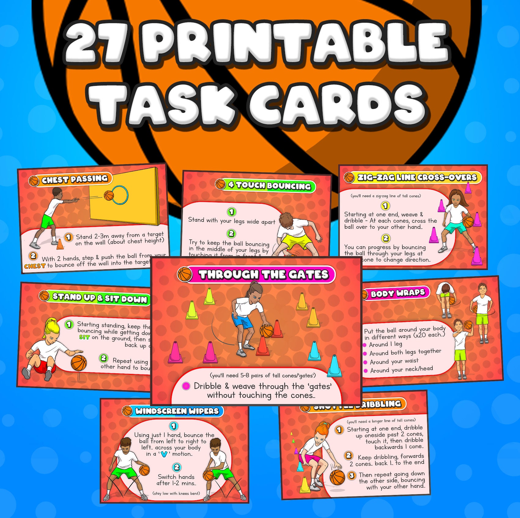 Basketball Skills & Drills - Task Cards for Physical Education (grades ...