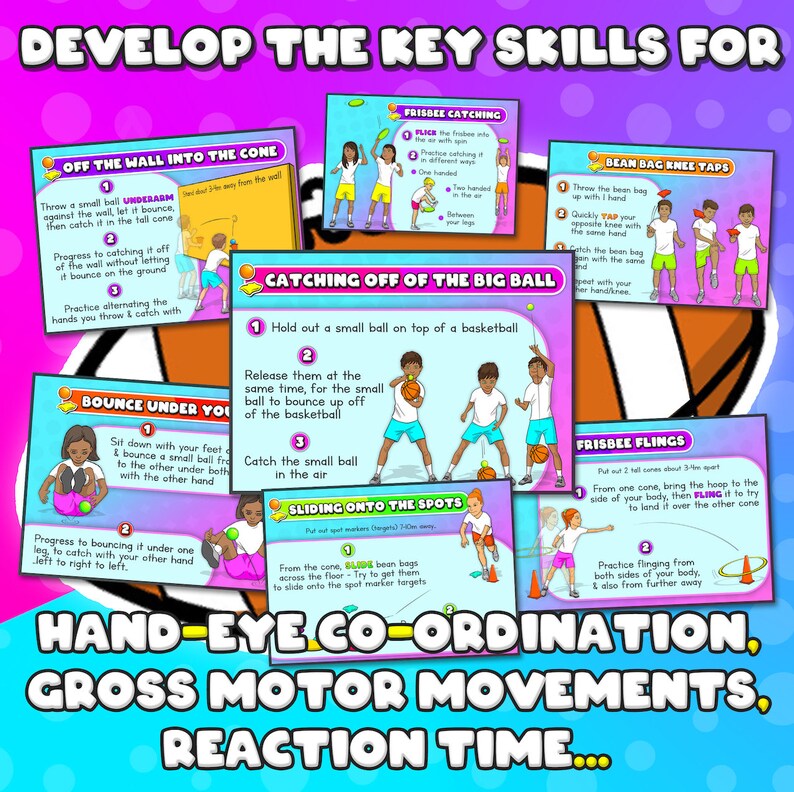 Throwing & Catching Skills - Printable Task Cards for PE and Sport ...