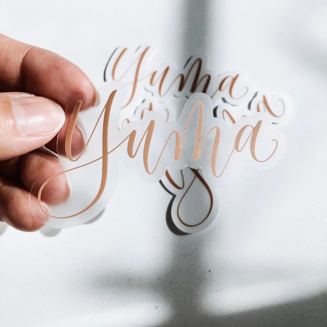 Yuma Clear Sticker- Modern Calligraphy Clear Sticker - Hand Lettered - Etsy