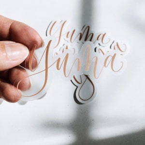 Yuma Clear Sticker - Modern Hand Lettered Vinyl Decal - Etsy