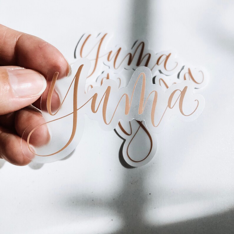Yuma Clear Sticker - Modern Hand Lettered Vinyl Decal - Etsy