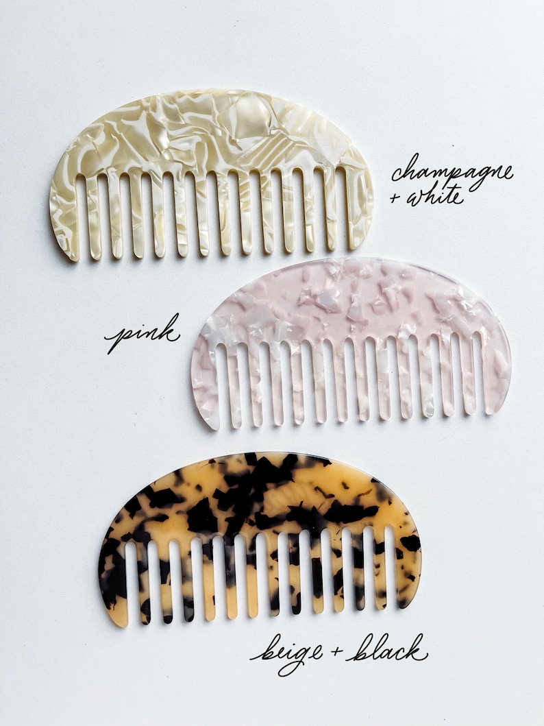 Hand Engraved Wide Teeth Acetate Comb | Personalized Gift for Bridal ...